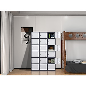 BYNSOE Metal Locker 6 Doors 71" Employees Locker Storage Cabinet Locker School Hospital Gym Locker Requires Assembly (Grey White, 6 Doors)