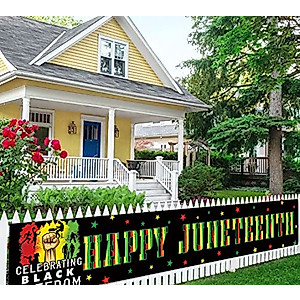 CHXSM 9.8 x 1.6 ft Happy Juneteenth Yard Sign Banner Africa American Independence Day Decoration Banner June 19th Independence Day Sign Banner African Afro American Festival Celebration Decoration