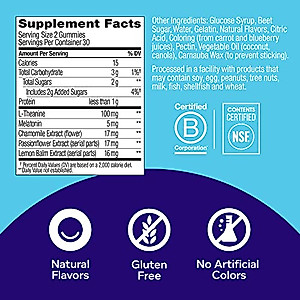 OLLY Extra Strength Sleep Gummy, Occasional Sleep Support, 5 mg Melatonin, L-Theanine, Chamomile, Lemon Balm, Sleep Aid, Blackberry - 60 Count