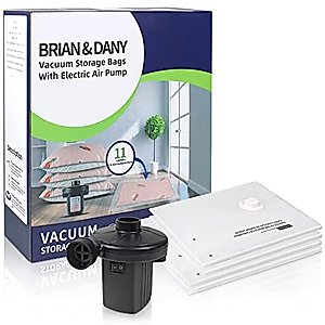 BRIAN & DANY Vacuum Storage Bags with Electric Pump, Vacuum Sealed Space Saver Bags for Comforters, Blankets and Clothes, 4 Pack (2Large, 2Jumbo)