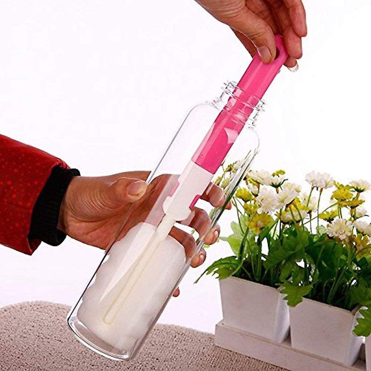 INVODA 4PCS Bottle Brush,Bottle Washer Set Long Sponge Bottle Cleaning Brushes Baby Bottle Cleaner Brush, Nipple Brush (4 pcs)