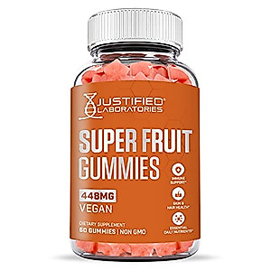 Superfruit Gummies 448MG Contain Essential Daily Nutrients Collagen Alternative Supports Healthy Hair Skin Nails Chewable Vitamins for Women Men 60 Gummys