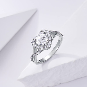 DIYA Personalized Moissanite Engagement Ring for Women Wedding Rings Solitaire Moissanite Promise Rings 1CT D Color VVS1 Clarity Wedding Band 925 Sterling Silver with 18K White Gold Plated Size 10