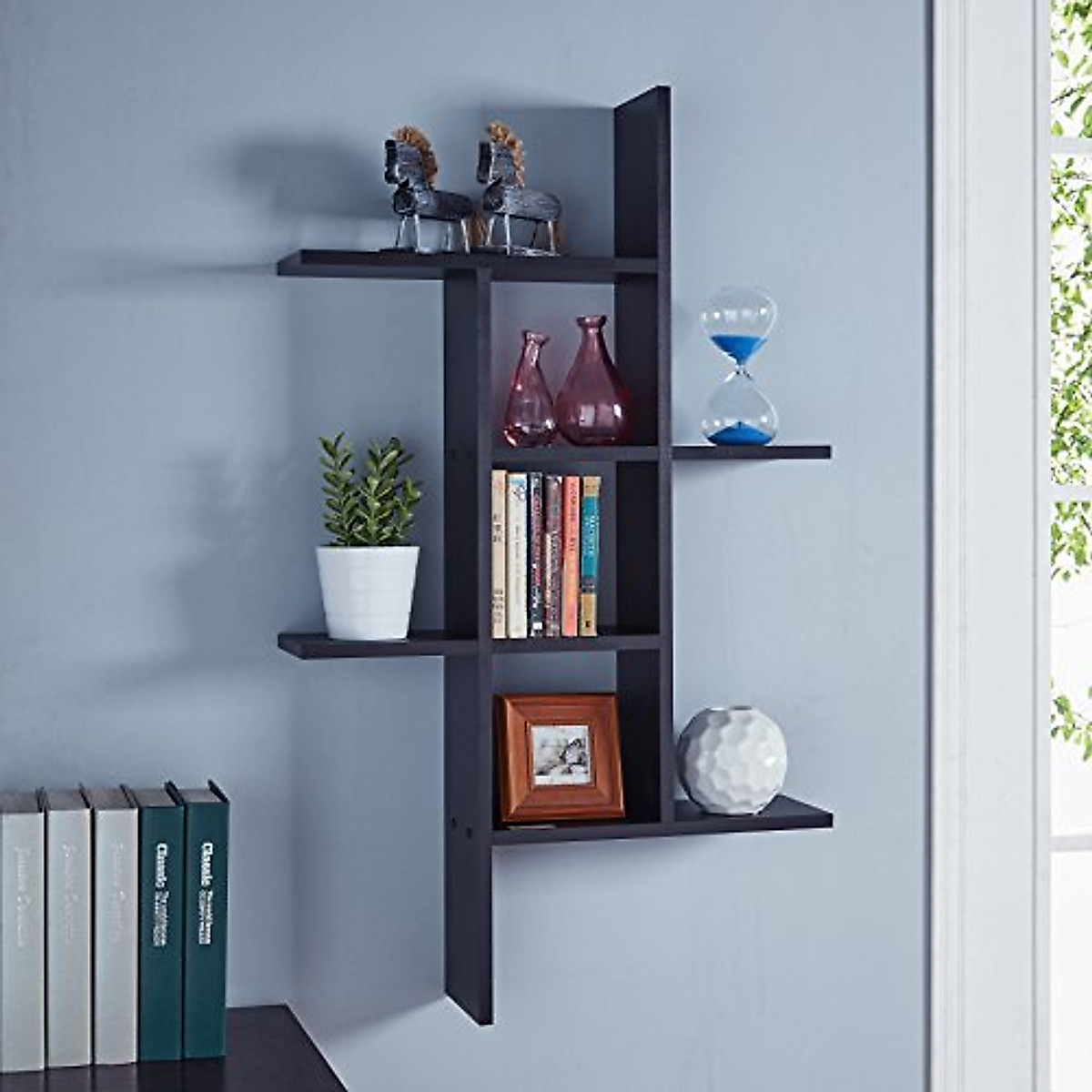 Danya B. Cantilever Cubby Decorative Modern Wall Mount Shelf – Horizontal or Vertical (Black)