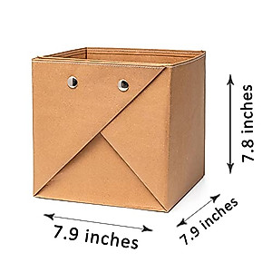 Teweiqi Foldable - Kraft - Paper Plant Baskets for Indoor Potted Plants, Storage Box Storage Basket brown XL 8x8x 8 inches