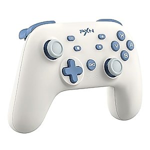 PXN P50H Wireless Switch Pro Controller, Dual Shock Gamepad Joystick Support NFC Turbo, Macro, Gyro Axis, Wake-Up, Hall Effect Joysticks, for Switch/Lite/OLED/iOS (16 versions only) / PC (White)