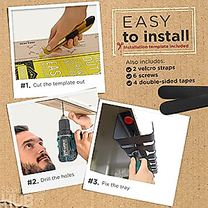 Under Desk Cable Management Tray - No Drill Cable Management for Glass Desk. Under Desk Cable Organizer for Wire Management. Perfect Standing Desk Cable Management Rack (Black- Set of 2)