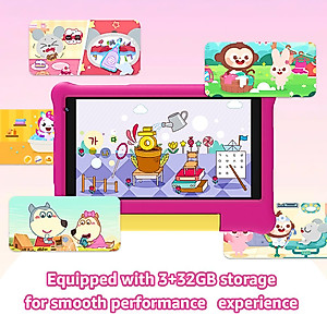 Maxsignage 7" Android 13 Kids Tablet, Ages 3-7 Tablet for Kids, Quad-Core, Shockproof Case & Stand, 32GB Storage, HD Display with 2MP Camera, Extended Battery, Parental Controls, Learning & Play