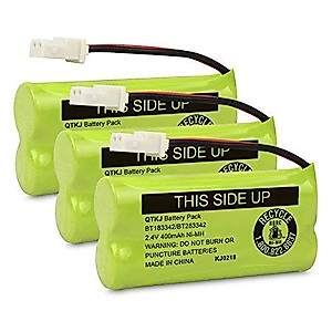 QTKJ BT183342 BT166342 BT266342 BT283342 BT162342 BT262342 Cordless Phone Battery for AT&T CL4940 EL52300 CL80113 CL80111 CL80112 VTech CS6114 CS6419 CS6719 CS6649 DS6151 Handset (Pack of 3)