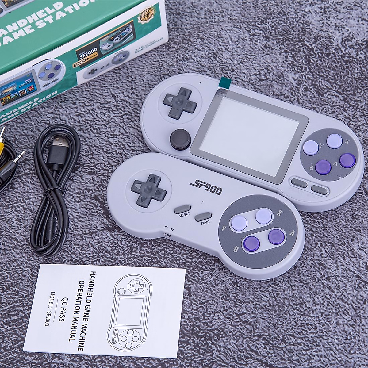 Data Frog SF2000 Handheld Game Console Built-in 6,000 Games, 3-Inch IPS Screen Retro Arcade Portable Nostalgic Gaming Machines for Kids Adults