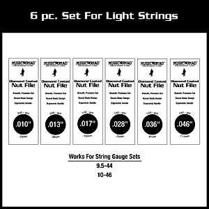 MusicNomad MN668 6 pc. Diamond Coated Electric Guitar Nut Slotting File Set - Light Strings, with Storage Case
