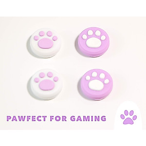 BelugaDesign Paw Thumb Grip Caps | Compatible with Nintendo Switch Standard Lite OLED | Cute Kawaii Animal Joystick Cap, Soft Silicone Cover for Controller | Pack of 4 (Purple)