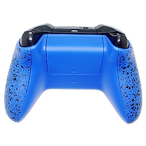 Blue 3D Splashing Faceplate Cover Textured Front Housing Shell Case, Back Cover Bottom Case, Non-Slip Back Panels Right Left Rails Rear Handle Grips Mod Kit Replacement for Xbox One S & X Controller