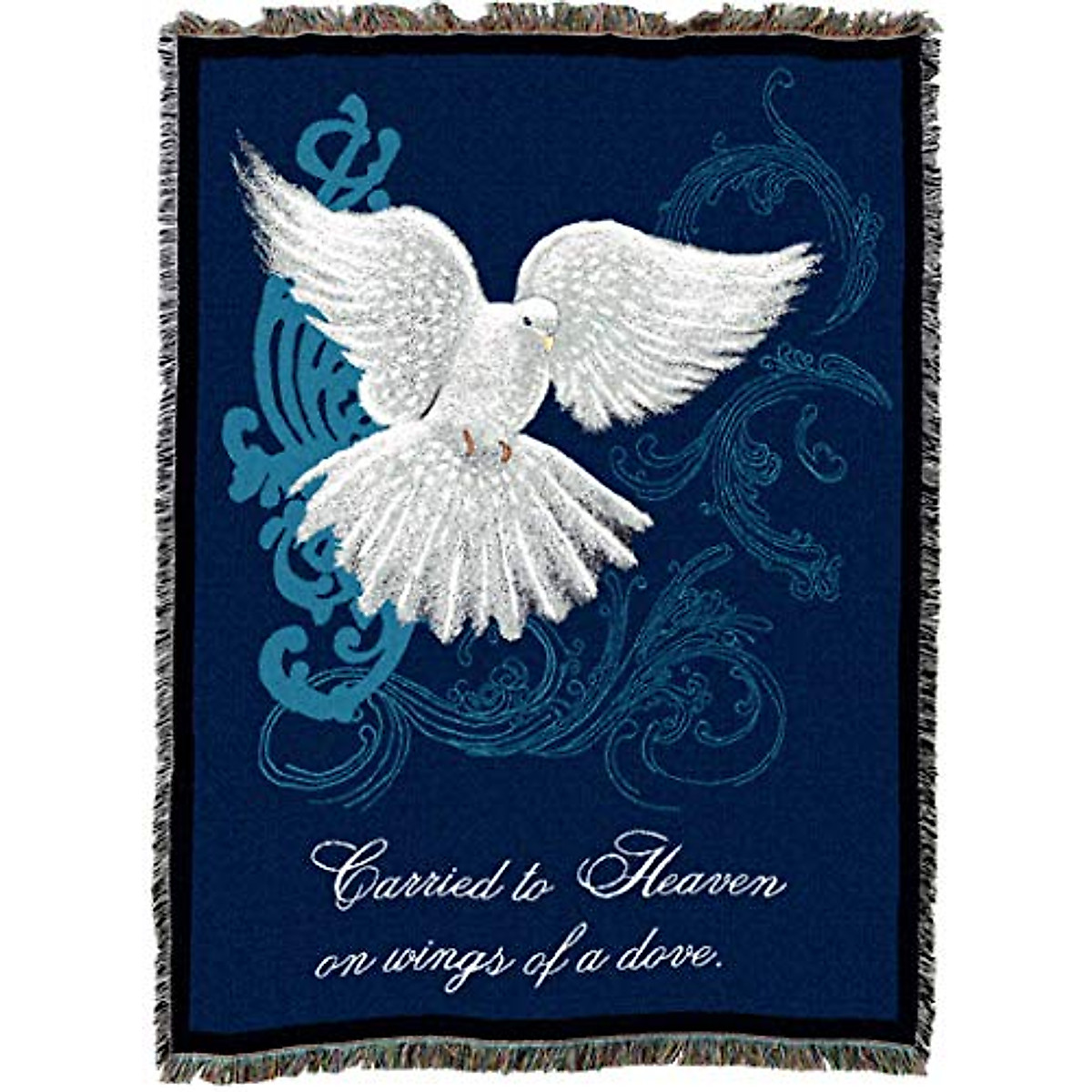 Pure Country Weavers Carried to Heaven on Wings of a Dove Blanket by Sherri Buck Baldwin - Sympathy Bereavement Gift Tapestry Throw Woven from Cotton - Made in The USA (72x54)