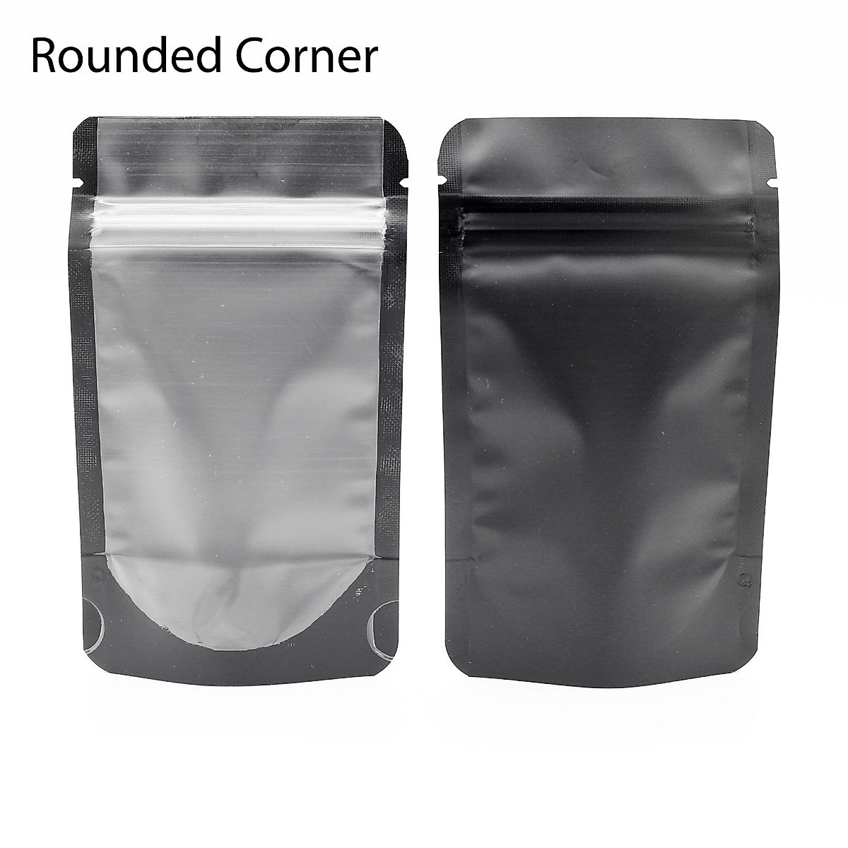 QQ Studio Pack of 100 Translucent Front Matte Black Poly Plastic Resealable Bags (0.8oz (3" x 5"), Stand-Up Pouch)