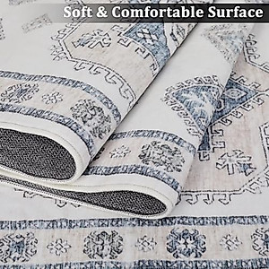 GlowSol Boho Area Rug 9x12 Washable Large Rug Moroccan Living Room Rug Non-Slip Non-Shedding Print Floor Carpet Soft Geometric Carpet Foldable Rug Bedroom Office Farmhouse