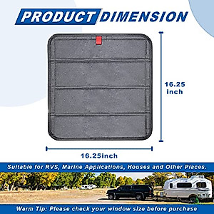 RVLAND RV Skylight Cover 16"x16" Foldable Magnet RV Blackout Ventilation Cover Camper Trailer Fan Vent Cover Waterproof Thickened Oxford Fabric (Grey)