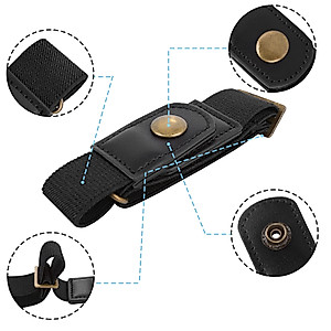 Lusofie 2pcs No Buckle Belt Women，Belt Elastic Comfortable Invisible Belt for Jeans