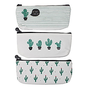 Z ZICOME Cactus Canvas Pencil Cases Purse Pouches, 3 Pack
