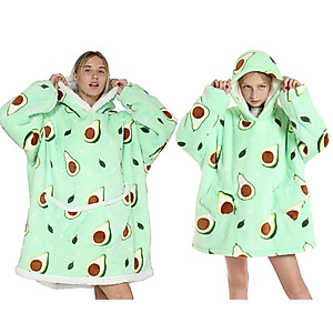 Shamdon Home Collection Wearable Blanket Hoodie,Oversized Sherpa Fleece Sweatshirt Blanket with Giant Hood Pocket and Sleeves for Kids,Gifts for Girls Boys