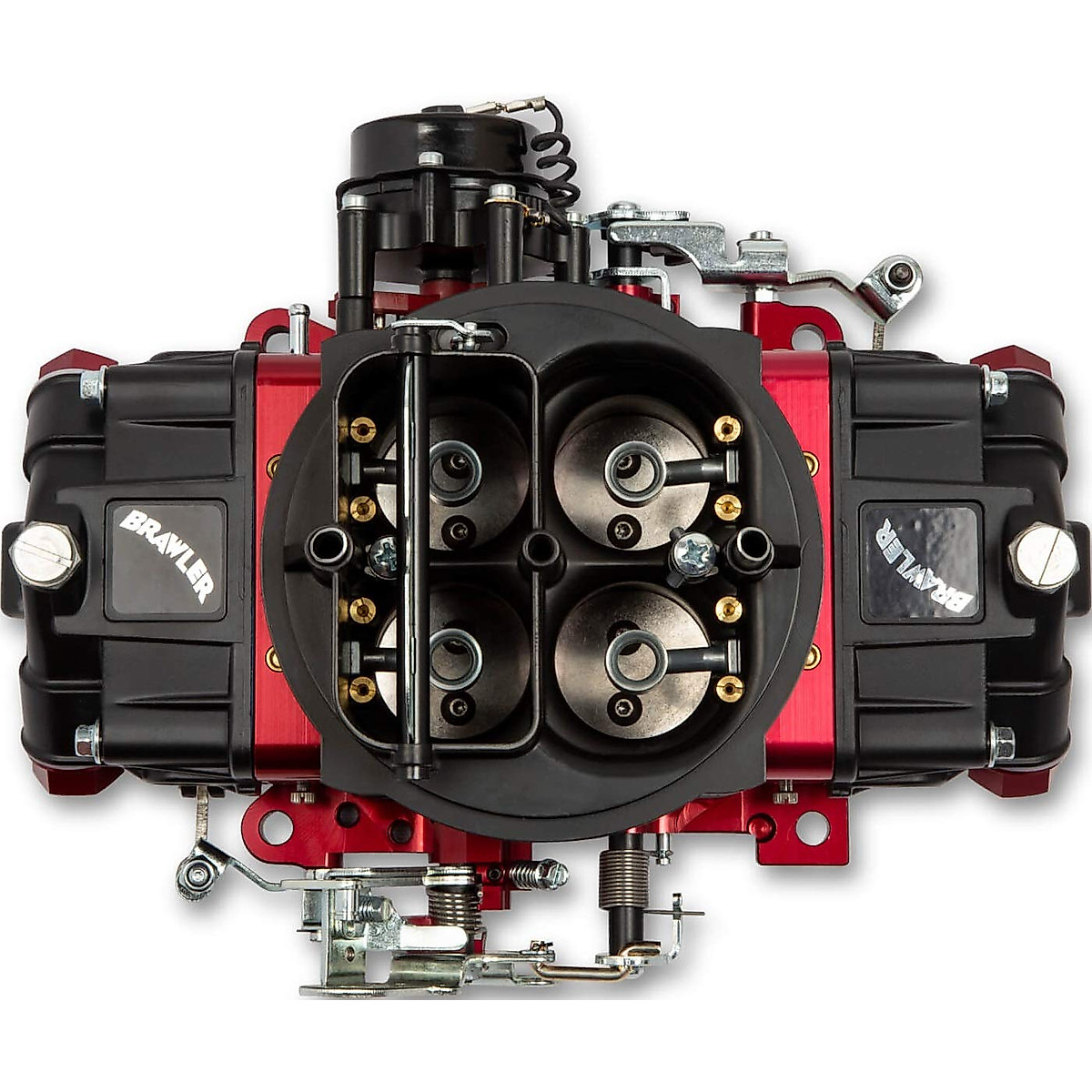 NEW HOLLEY 600 CFM QUICK FUEL BRAWLER STREET CARBURETOR,RED BILLET BLACK FINISH,MECHANICAL SECONDARIES,ELECTRIC CHOKE,4150 MODEL,COMPATIBLE WITH GASOLINE