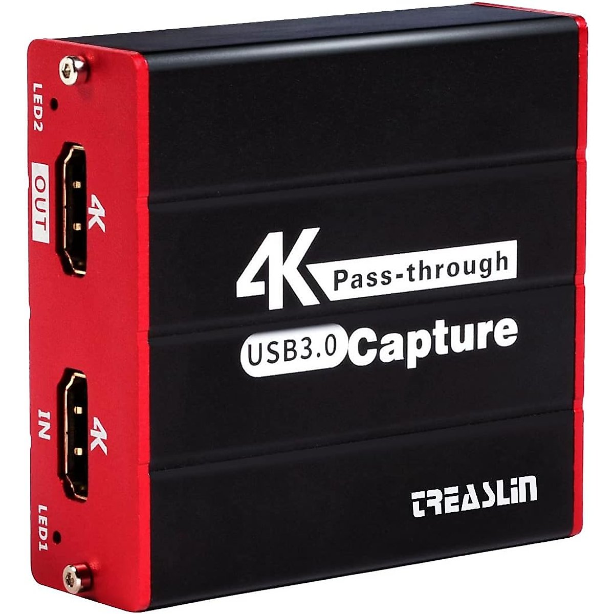 TreasLin Capture Card, 4K Game HDMI Video USB3.0 Capture Card Live Streaming Share for PS5 PS4 Switch Wii U DSLR Xbox on OBS Support Windows, Mac, Zero Latency HDMI Pass-Through