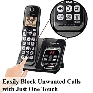 Panasonic KX-TG833SK Link2Cell Bluetooth with Talking Caller ID 3 Handset Cordless Phone (Renewed)