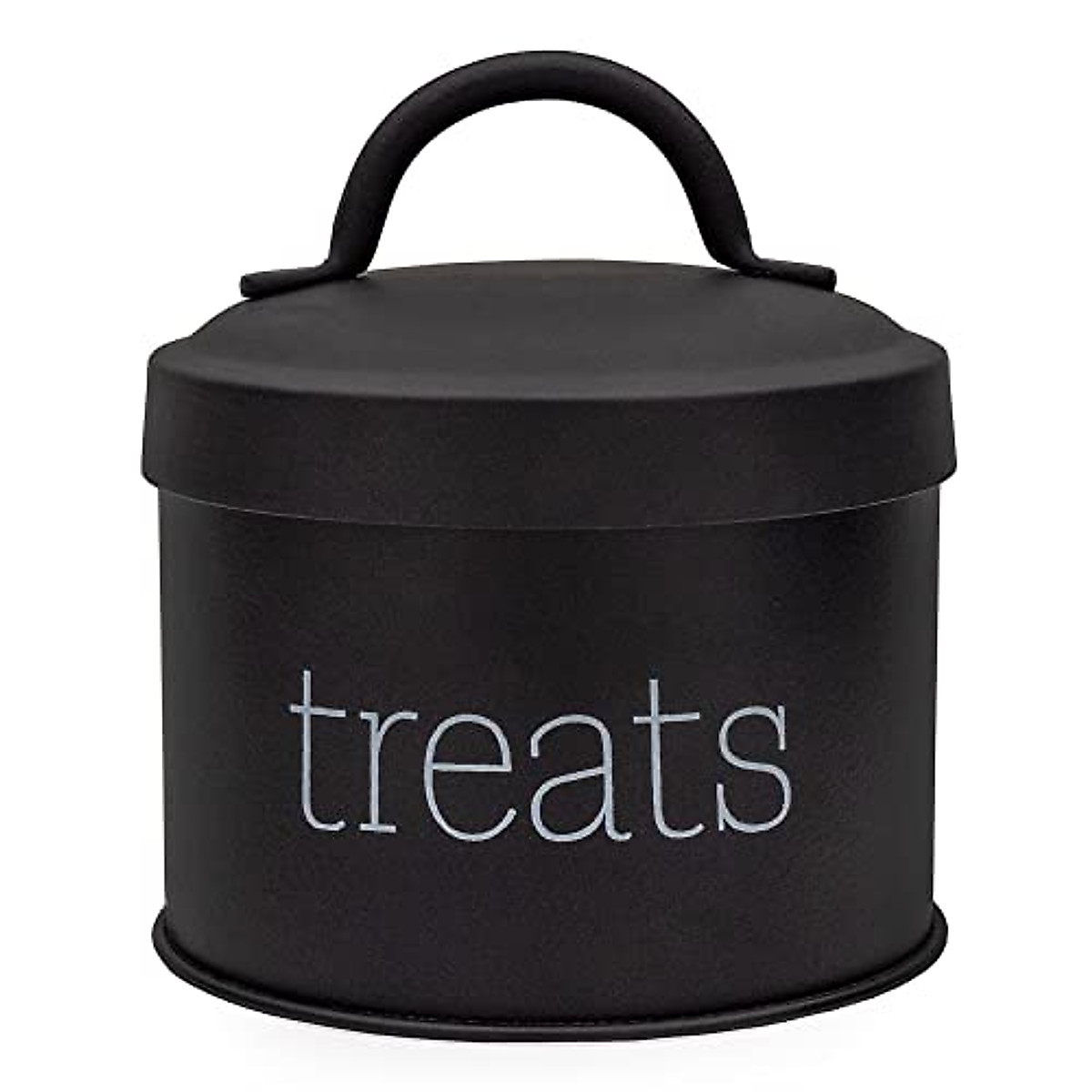 AuldHome Enamel Cat Treat Container (Black), Small Retro Modern Farmhouse Pet Treats Jar