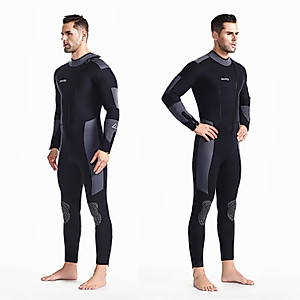 ZCCO Men's 5mm Neoprene Wetsuit - Ultra Stretch Full Body Diving Suit with Front Zip for Snorkeling, Scuba Diving, Swimming and Surfing (MF502-4XL)