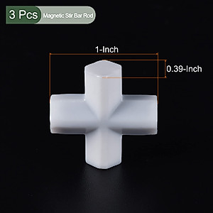 YOKIVE 3 Pcs Magnetic Stir Bar, PTFE Coated Cross Type Stirrer | Great for Lab Liquid Solution Stirring Mixing Spinning(White, 1-Inch)