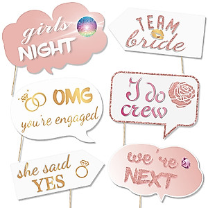 Zayvor Bachelorette Photo Booth Props with Stick and Strike a Pose Sign, Rose Gold Future Mrs Party Decorations, Bride to Be, Bridal Shower Girls Night Out Selfie Props Games Accessories,43 Count
