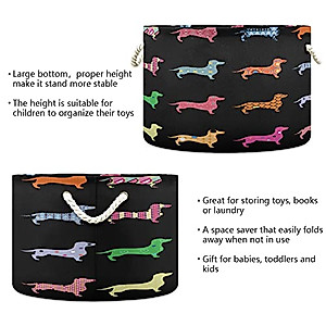 Kigai Cotton Rope Basket Dachshund Dogs Large Storage Basket for Toys Blanket Baby Laundry Basket for Nursery, Closet, Bedroom, Home Organization