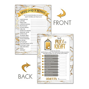 Baby Shower Game Bundle | 40 Cards - Four Baby Shower Activities | Baby Shower Price Is Right | Baby Shower Word Unscramble | Notes of Advice | Wishes for Baby | Baby Shower Activities