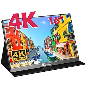4K Portable Monitor, MagicRaven 16" 3840*2400 IPS Laptop Monitor, 1500:1, 400 Nits Screen USB C HDMI Computer Gaming Display with Speakers & Smart Cover, Travel Monitor for PC Phone PS5/4 Xbox Switch