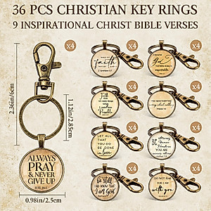 Fumete Christian Keychain Bulk Bible Verse Religious Keychain Scripture Quote Inspirational Gifts Supplies for Men Women(Vintage Style, 36 Pcs)