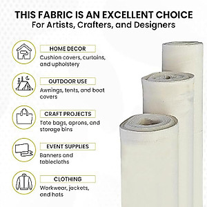 Canvas Fabric | 7 OZ Canvas Fabric by The Yard | Canvas Fabric Roll 62" Wide | Canvas Cloth | Premium Duck Cloth Canvas Rolls for Painting, Upholstery, & Crafts - Natural Canvas Roll | 1 Yard