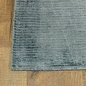 Westside Market India Stripes Gray Rug Handmade Area Rug 100% Wool, 6'0'' x 8'10''