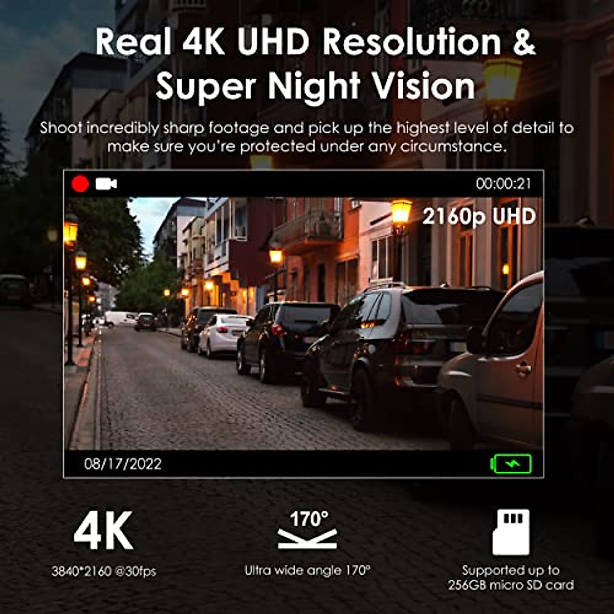 RexingUSA V55 Dash Cam - 4k Modular Capabilities, 5.0 GHz Wi-Fi, GPS Car Dash Camera Recorder, Night Vision, Loop Recording, Parking Monitor, Supercapacitor, Support 256GB Max, Voice Control (2023)