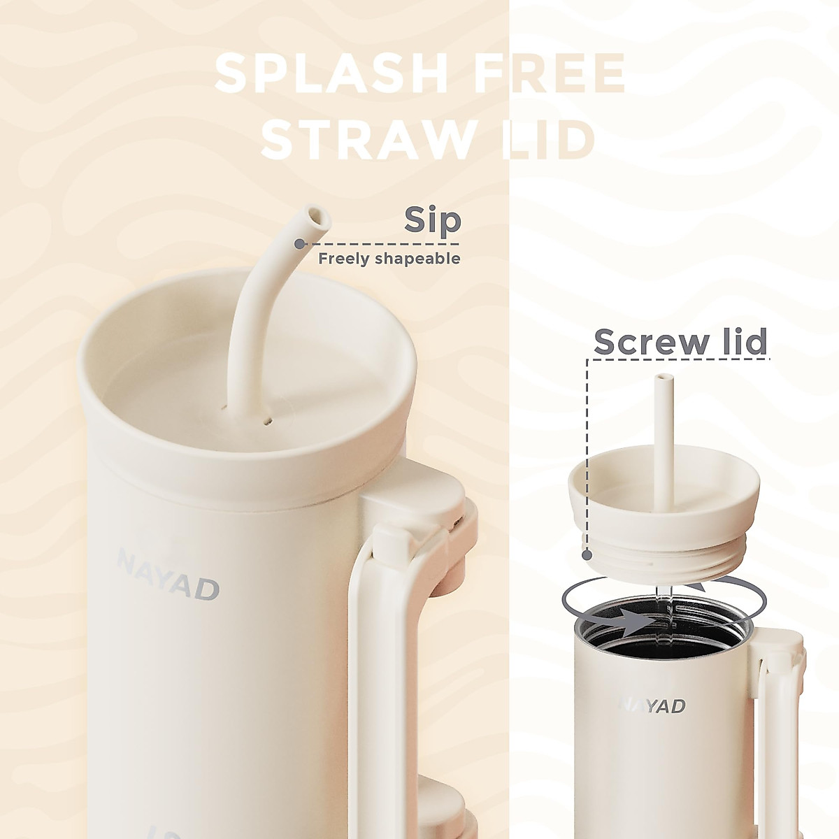 NAYAD 40oz Tumbler with Handle and Straw, Insulated Stainless Steel 40 oz Water Bottle with Flip Lid & Straw Lid,Cup Holder Compatible for Travel, Holiday Gift with Foldable Handle