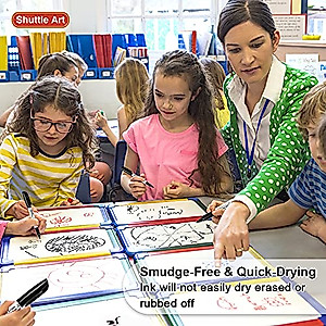 Shuttle Art Wet Erase Markers, 15 Colors 1mm Fine Tip Smudge-Free Markers, Use on Laminated Calendars,Overhead Projectors,Schedules,Whiteboards,Transparencies,Glass,Wipe with Water