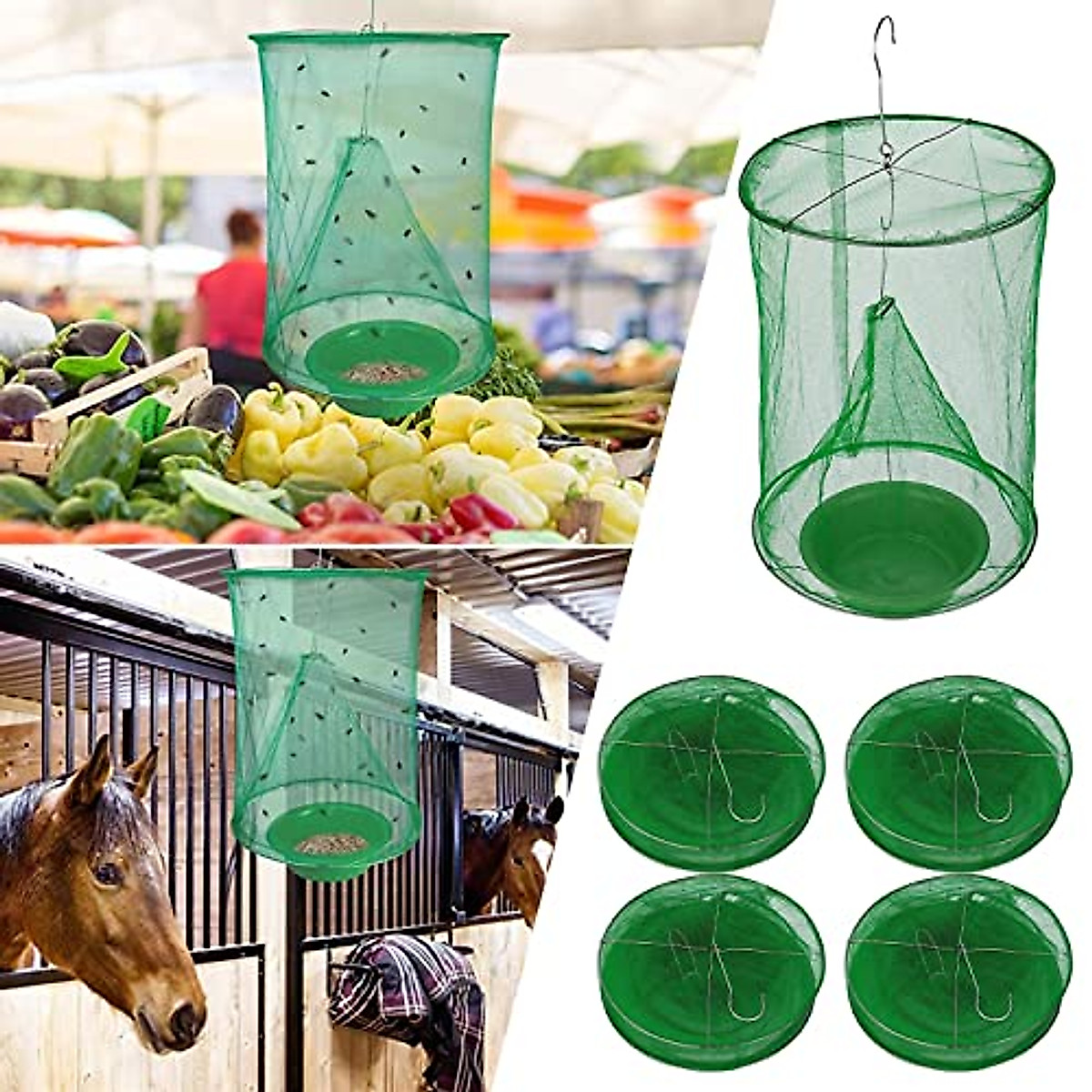 SENGTONG 4 Pack Fly Outdoor Hanging,Ranch Fly,Fly for Outdoor Garden,Farm, Yard Sticky Window Fly (A, One Size)