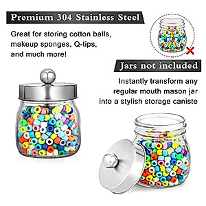 kuangMEIX Mason Jar Bathroom Accessories Lids Set(4Pcs),Jars Not Included Foaming Soap Dispenser & 2 Apothecary Jars & Toothbrush Holder for Regular Mouth Rustic Farmhouse Decor Bathroom Countertop