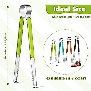 4Pcs Stainless Steel Kitchen Tongs, Serving Tongs for Cooking, 10" Metal Food Tongs with Non-Slip Comfort Grip, Non-Stick Cooking Tongs High Heat Resistant BBQ Tongs Grill Tongs for Barbecue Grilling