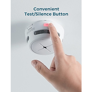 AEGISLINK Smoke Detector 10-Year Battery with Test/Silence Button, Fire Alarm with Photoelectric Sensor, Low Battery Warning, S500 (Independent, 6-Pack)