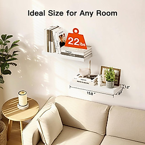 AMADA HOMEFURNISHING Pine Wood Floating Shelves, Solid Wood Wall Shelves with Enhanced One-Piece Brackets for Kitchen/Bathroom/Bedroom/Living Room Storage, Wooden Shelves for Room Wall Decor, AMFS30W