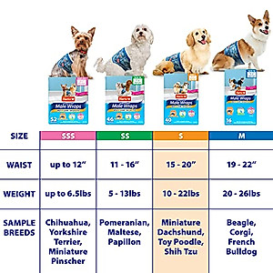 Disposable Male Dog Wraps with FlashDry Gel Technology, S 40 count