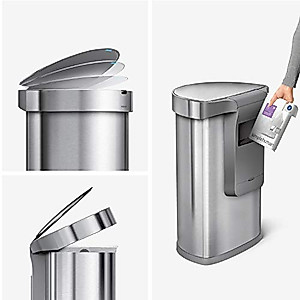 simplehuman 45 Liter / 12 Gallon Semi-Round Automatic Sensor Trash Can, Brushed Stainless Steel