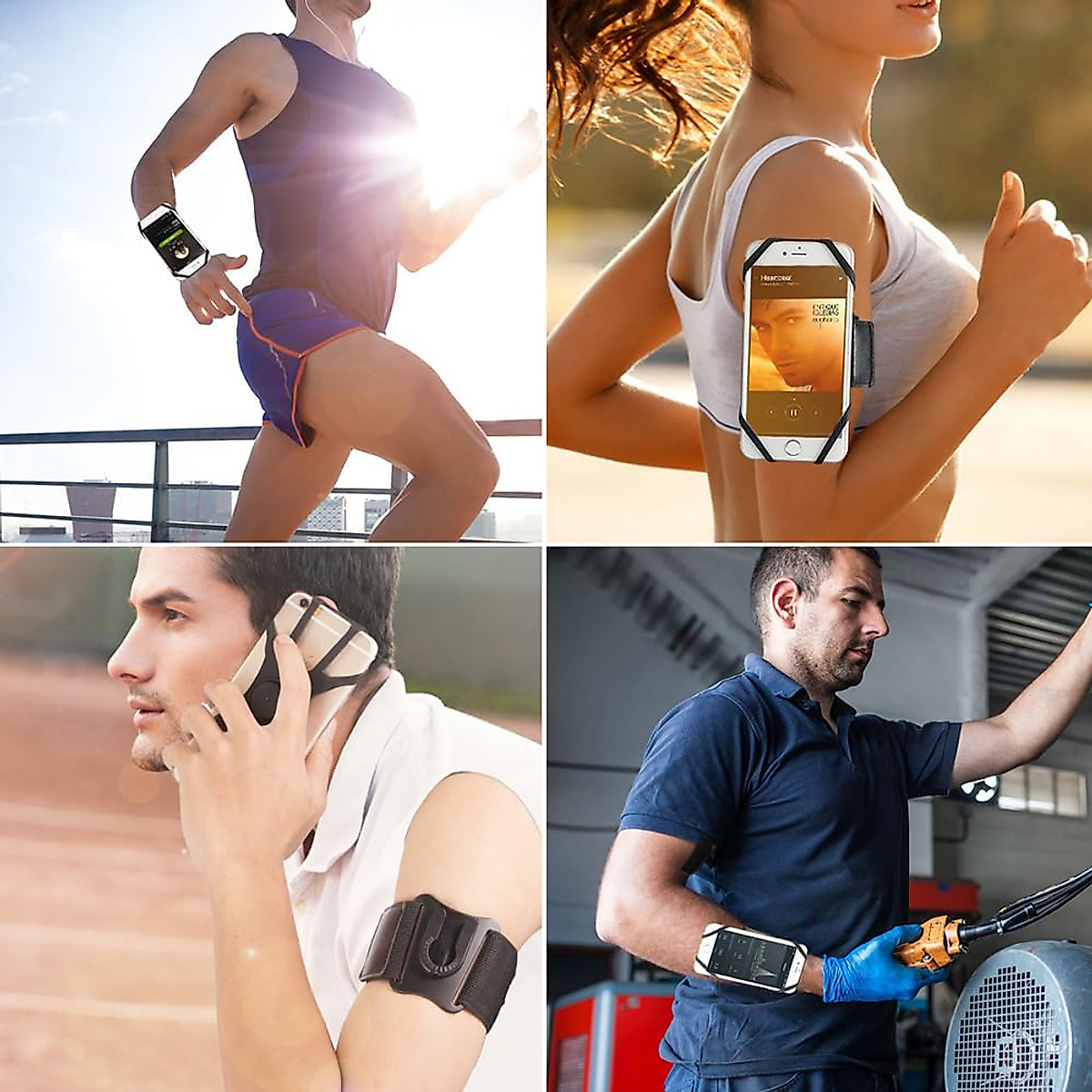 ZC GEL Running Armband Phone Holder, Arm&Wrist Phone Holder with 2 Different Lengths Strap Fit for Men Women Keep Your Phone Secure, Separable 360°Adjustable Phone Armband for Workout Running Jogging