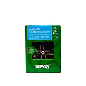 SPAX #10 x 2-1/2" Exterior Trim Head Stainless Steel Wood Deck Screws Powerdeck Torx T-Star Plus (83 EA) 1 LB Bit Included Double Threaded Rust Resistant