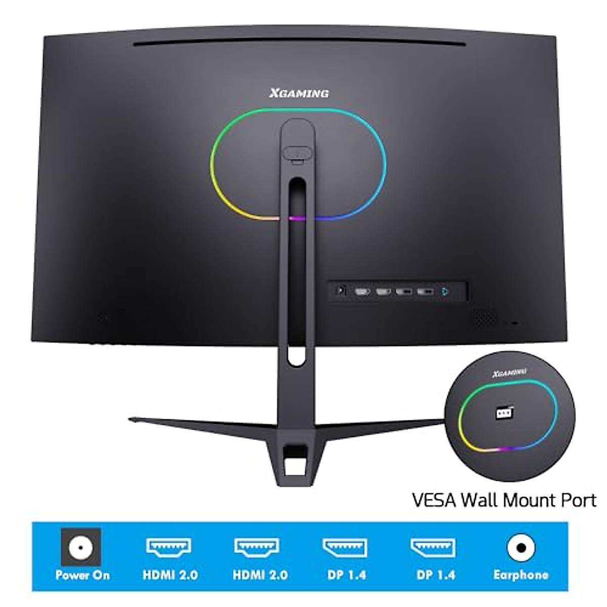 27 Inch Curved Monitor, QHD 2560 x 1440p 165Hz 2K Gaming Computer Monitor, 1ms, 98% sRGB HDR 16:9 Wide Display, 1500R Curved, FreeSync, Eye Care, Built-in Speakers, HDMI DisplayPort,VESA, Adjustable